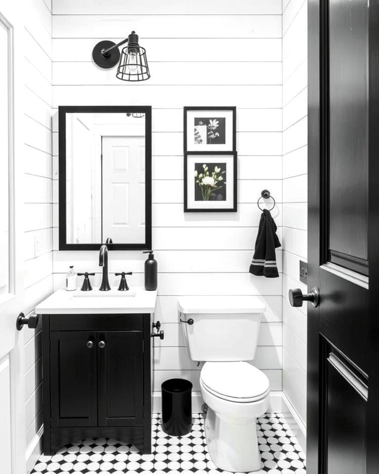 Black And White Powder Room