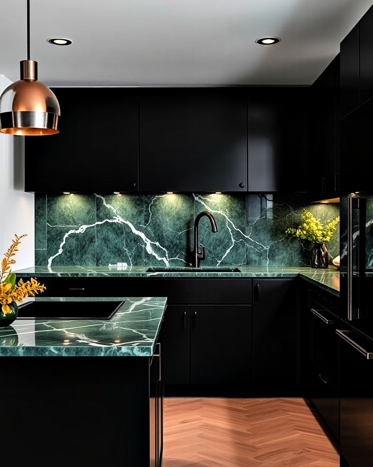 20 Green Marble Countertop Design Ideas for Kitchens