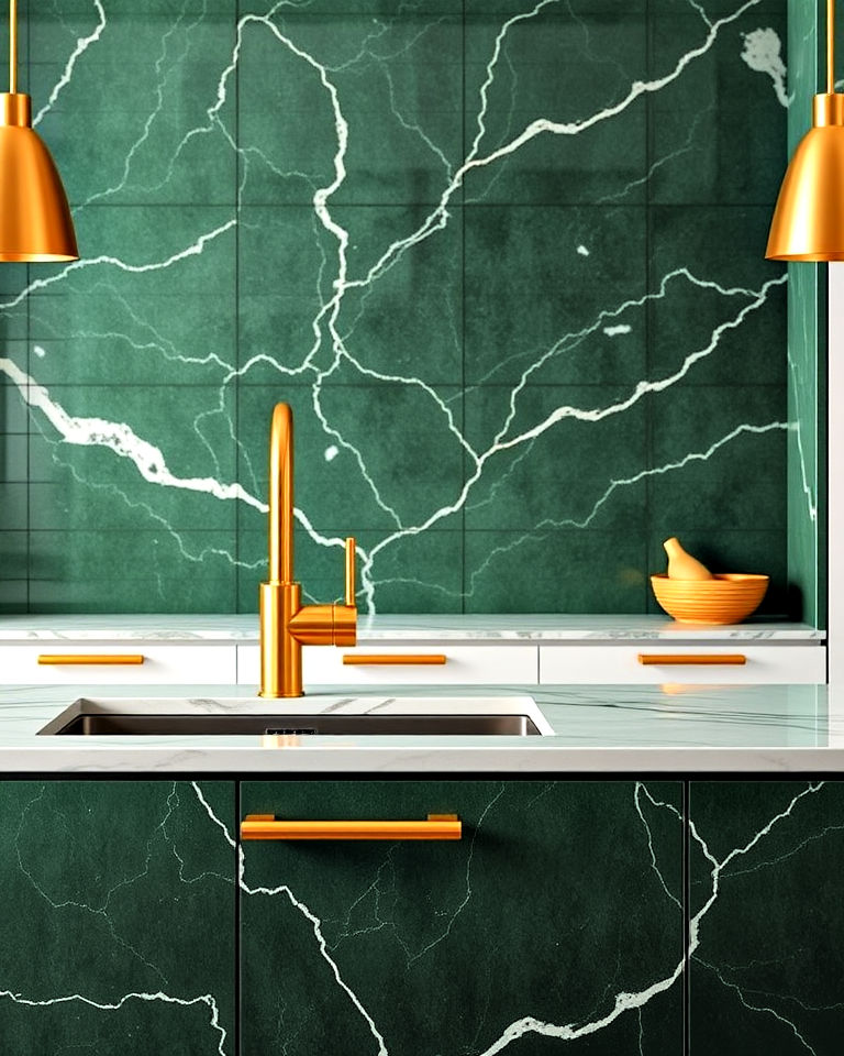 20 Green Marble Countertop Design Ideas for Kitchens