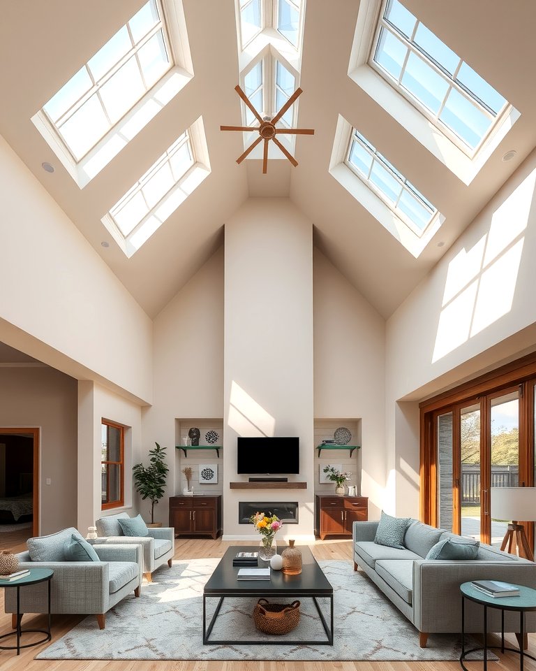 25 Stunning Living Room Vaulted Ceiling Design Ideas