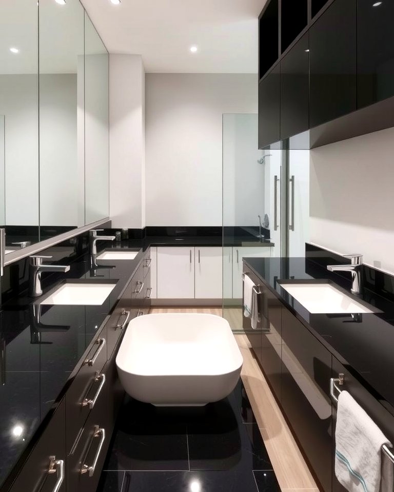 30 Bathrooms with Black Countertops for Modern Elegance