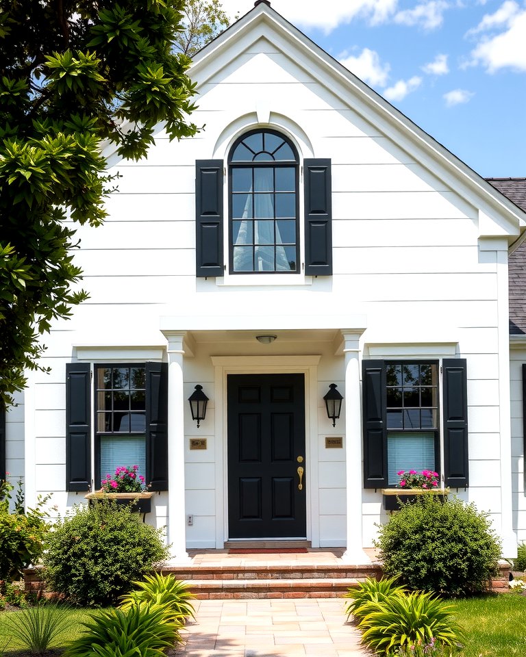 25 White Farmhouse with Black Windows Ideas