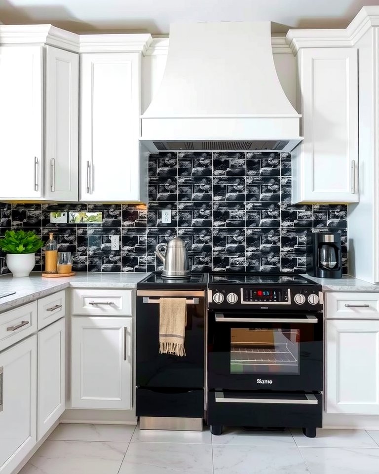 30 White Kitchen Designs with Bold Black Appliances