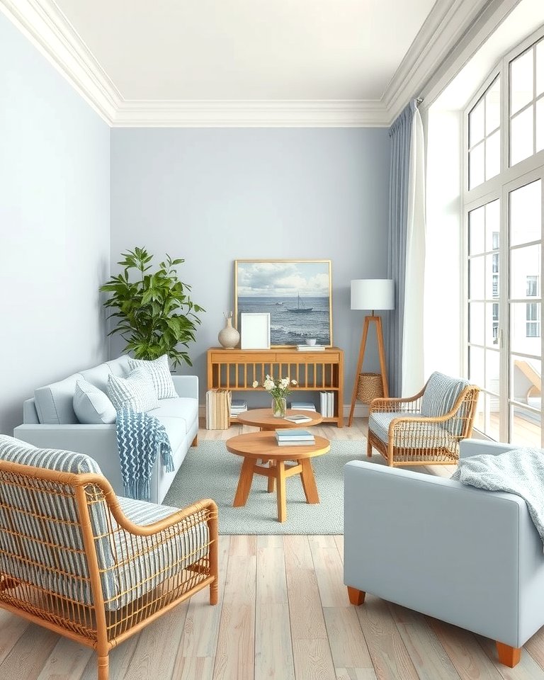 30 Soothing Blue & Grey Living Room Designs for Relaxing Spaces