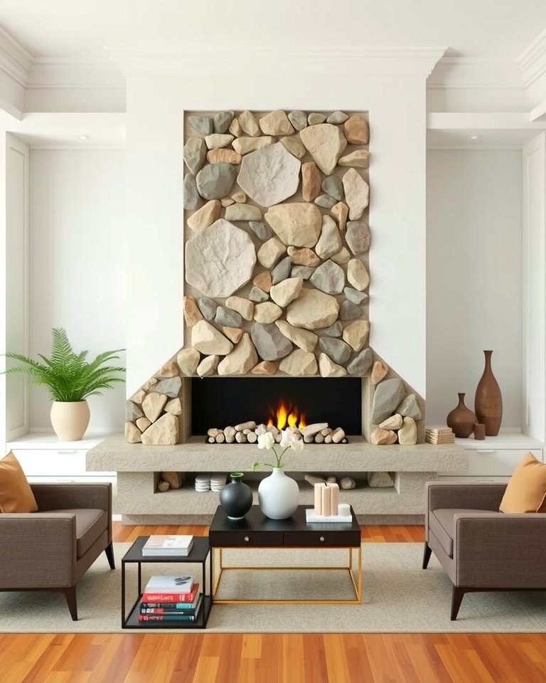 25 River Rock Fireplace Ideas for a Natural Look