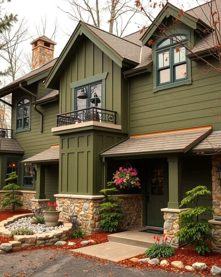 25 Olive Green House Exterior Ideas for a Fresh and Natural Look