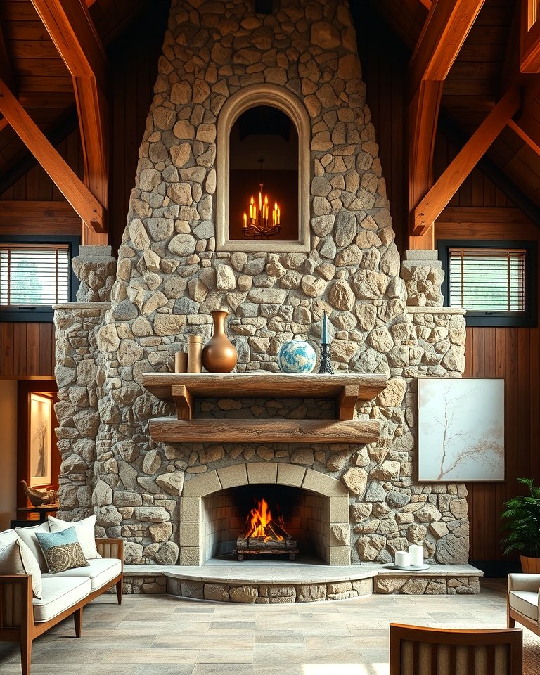 25 River Rock Fireplace Ideas for a Natural Look