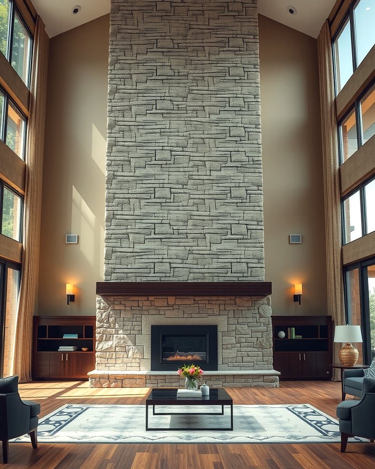 25 Stacked Stone Fireplace Ideas for a Rustic Look