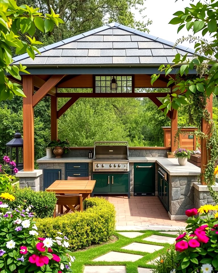30 Outdoor Kitchen with Gazebo Ideas for All-Weather Cooking