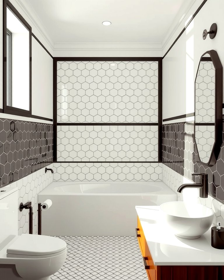 30 Bathrooms with Hexagon Tile Floor Design Ideas
