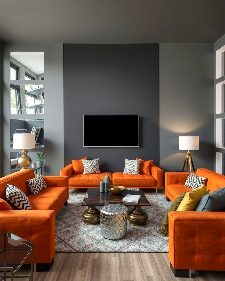 25 Orange and Grey Living Room Ideas for a Modern Look