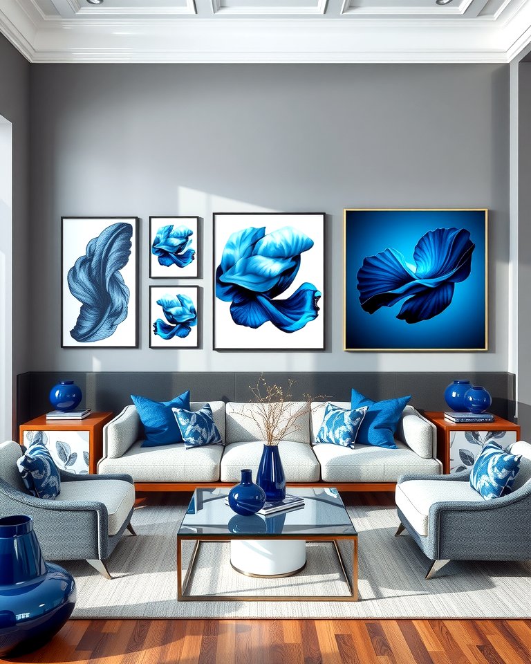 30 Soothing Blue & Grey Living Room Designs for Relaxing Spaces