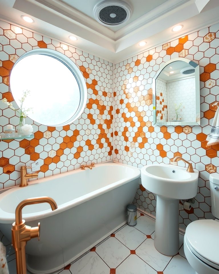 30 Bathrooms with Hexagon Tile Floor Design Ideas