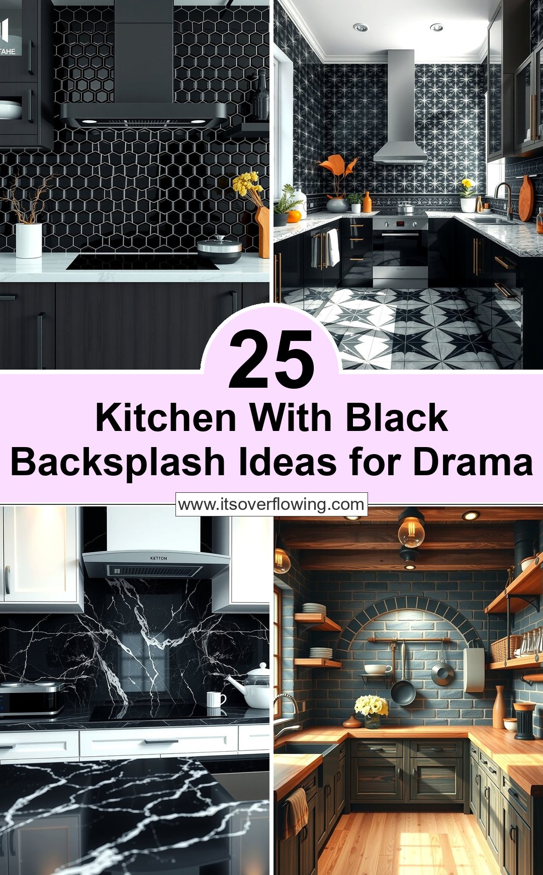 25 Kitchen With Black Backsplash Ideas for Drama