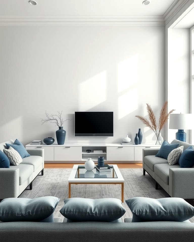 30 Soothing Blue & Grey Living Room Designs for Relaxing Spaces