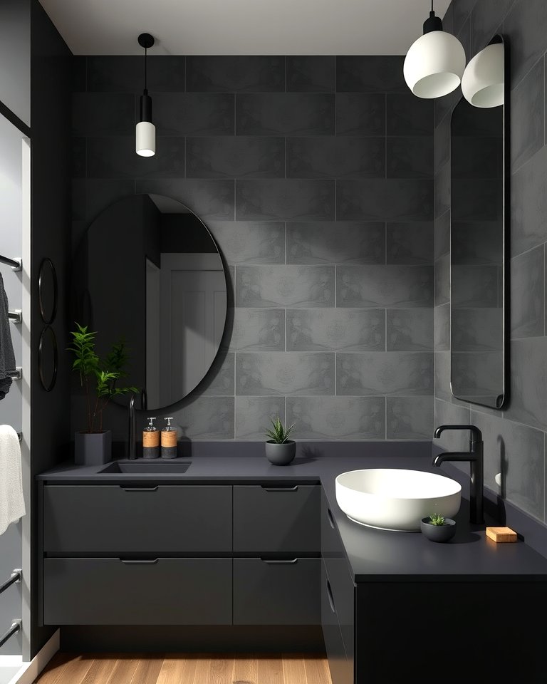 30 Bathrooms with Black Countertops for Modern Elegance