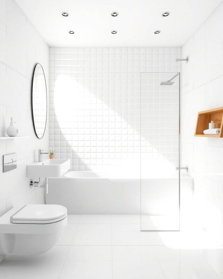30 Elegant White Tile Bathroom Design Concepts