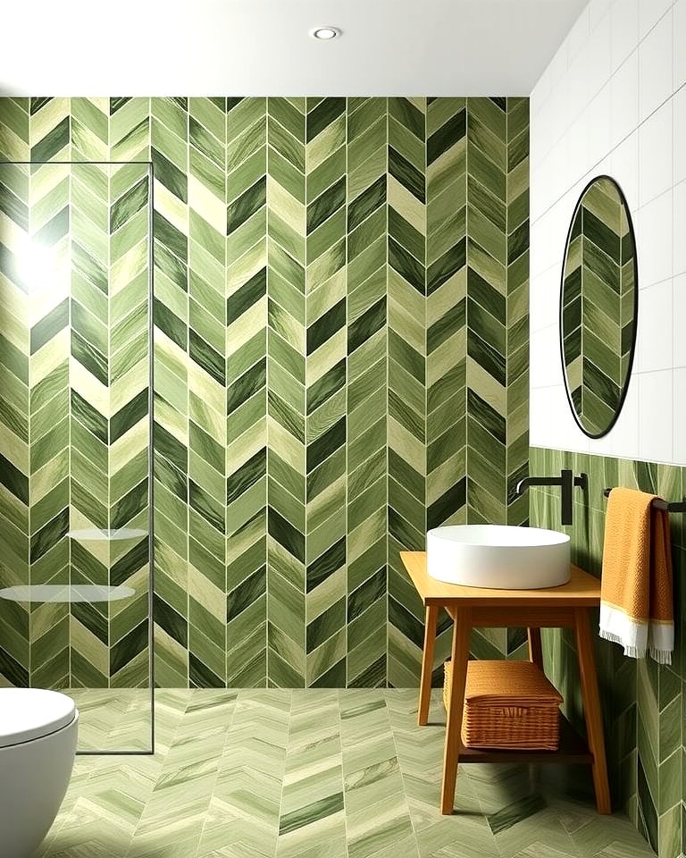 30 Green Bathroom Tile Design Ideas for a Refreshing Oasis