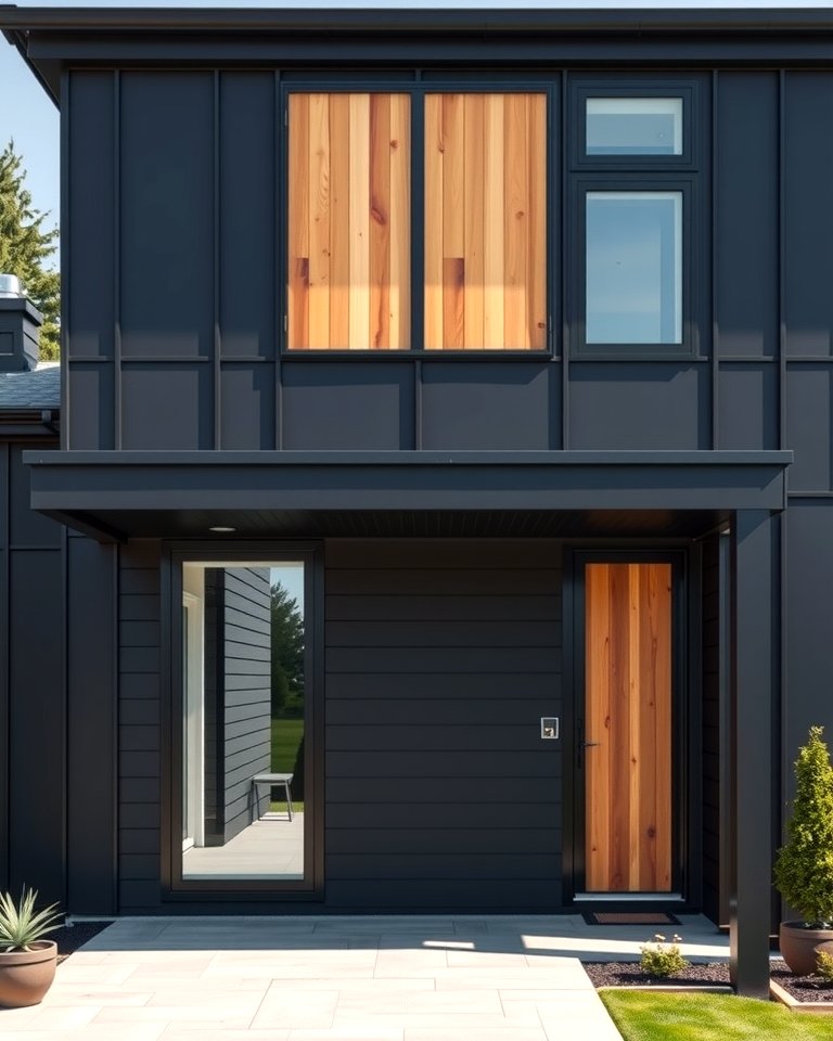 25 Paint Colors for a Modern Black House With Cedar Accents