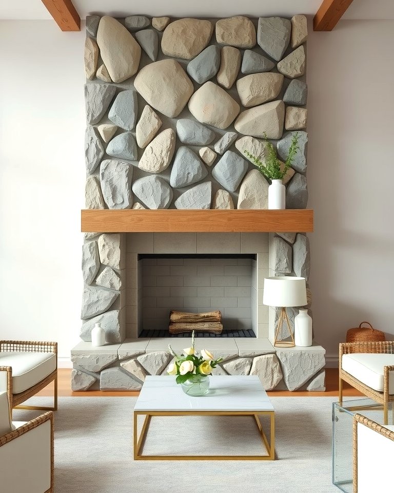 25 River Rock Fireplace Ideas for a Natural Look