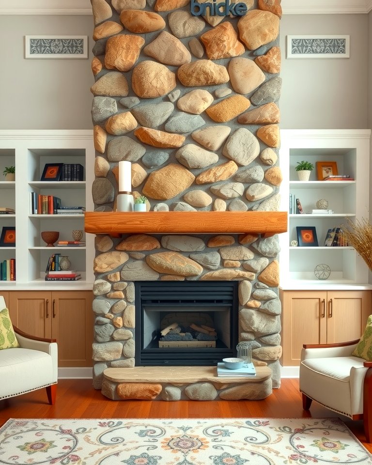 25 River Rock Fireplace Ideas for a Natural Look