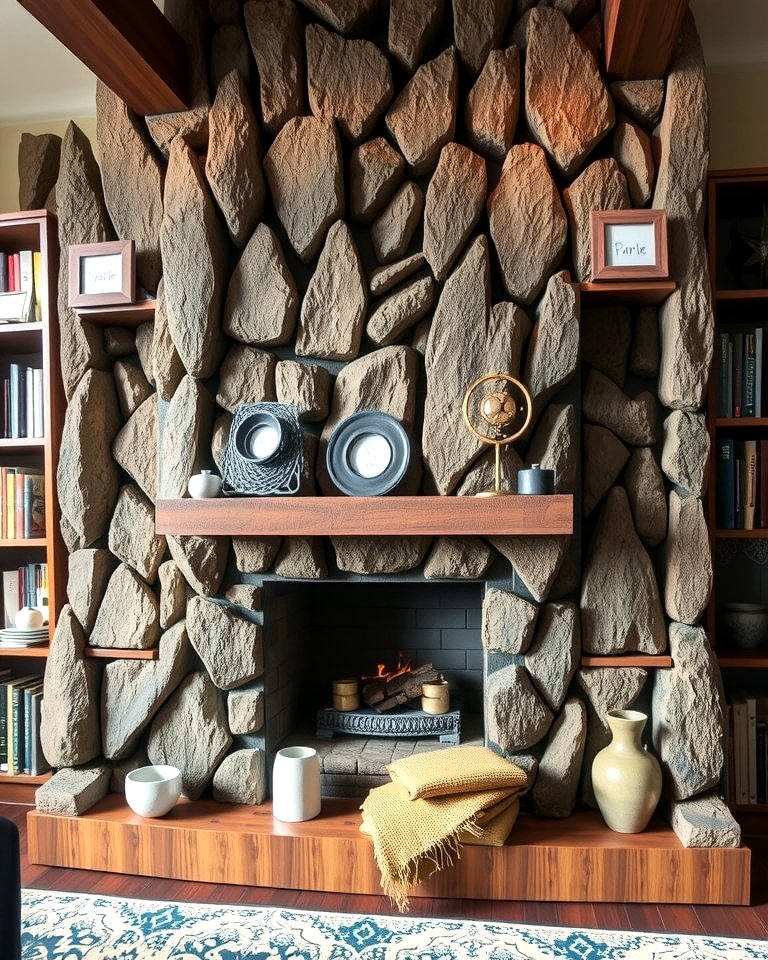 25 River Rock Fireplace Ideas for a Natural Look