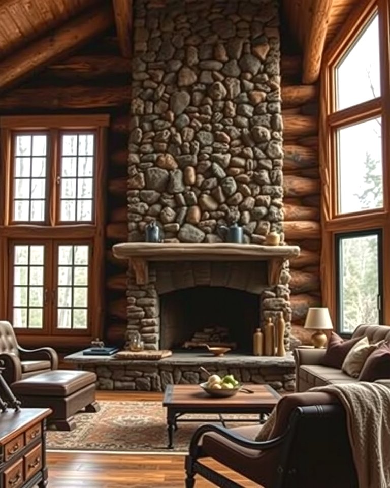 25 Stacked Stone Fireplace Ideas for a Rustic Look