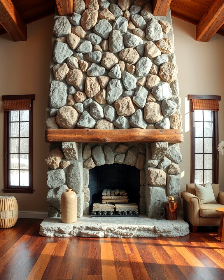 25 River Rock Fireplace Ideas for a Natural Look