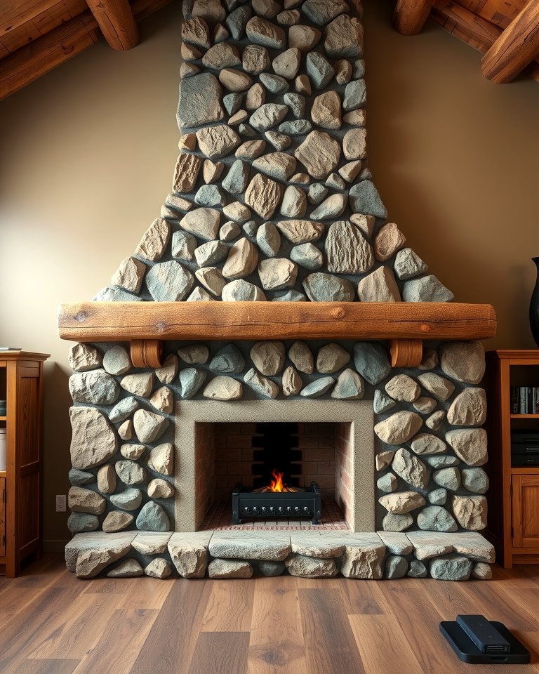 25 River Rock Fireplace Ideas for a Natural Look