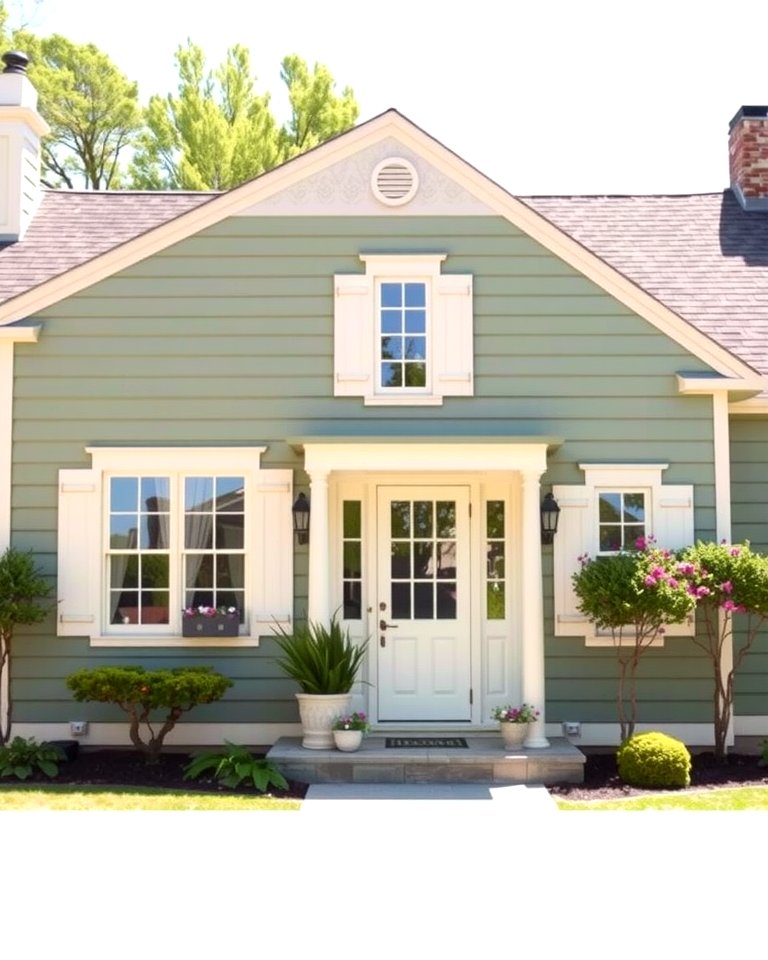 30 Sage Green Exterior House Color Scheme Design Ideas