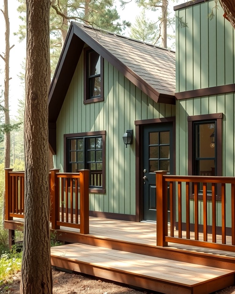 25 Sage Green House With Brown Trim Ideas for Curb Appeal