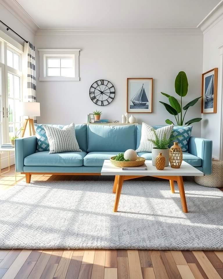 30 Soothing Blue & Grey Living Room Designs for Relaxing Spaces