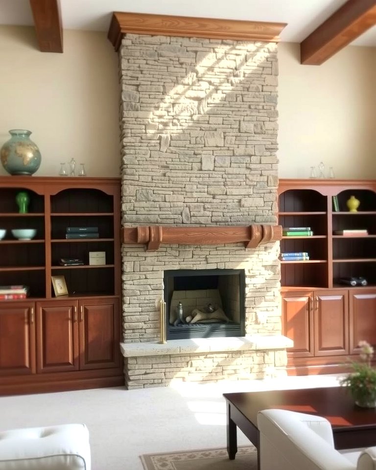 25 Stacked Stone Fireplace Ideas for a Rustic Look