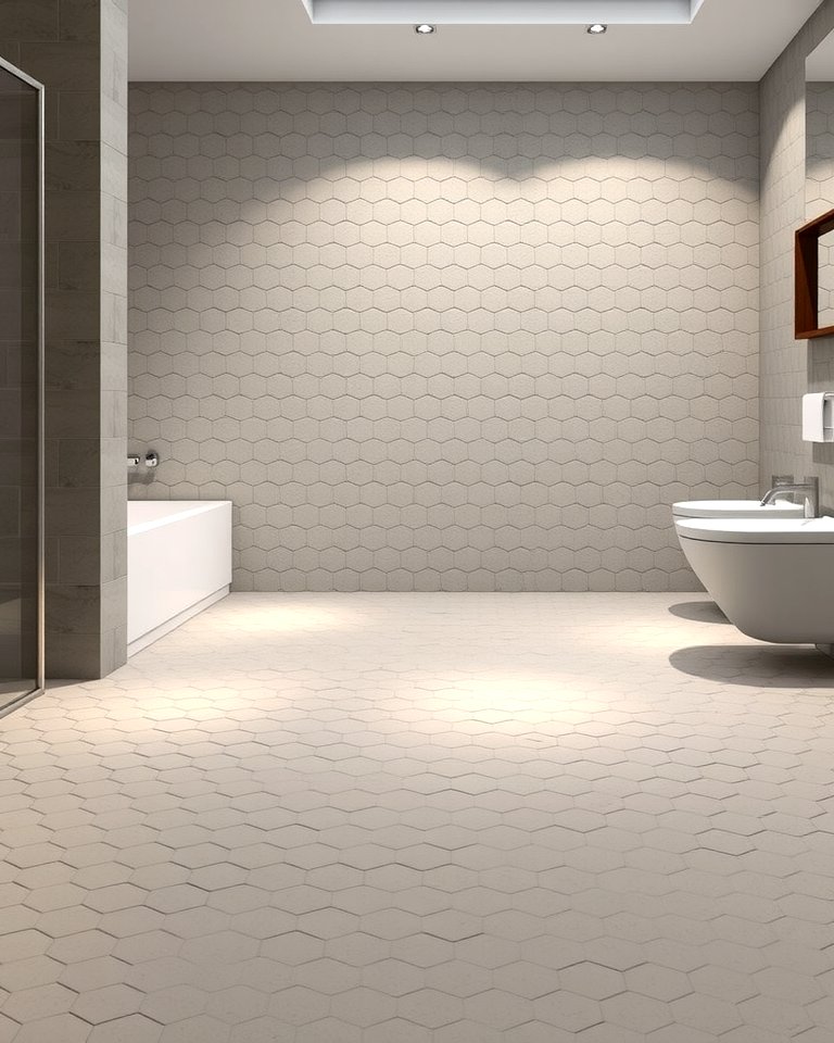 30 Bathrooms with Hexagon Tile Floor Design Ideas
