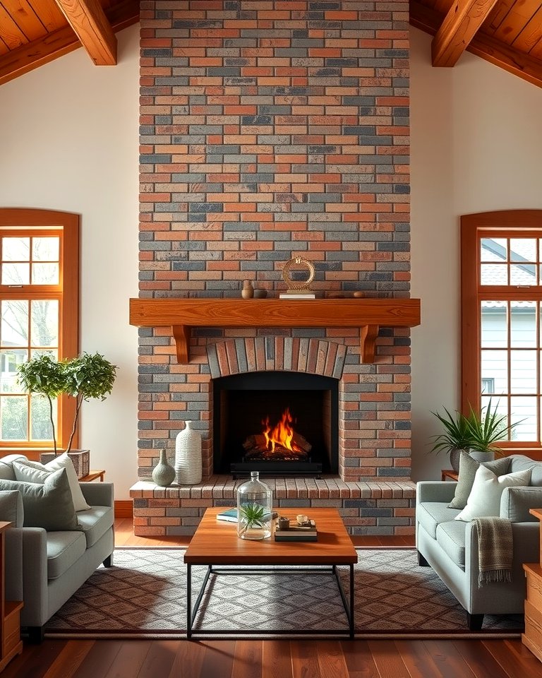 25 Rustic Living Room Ideas with a Brick Fireplace