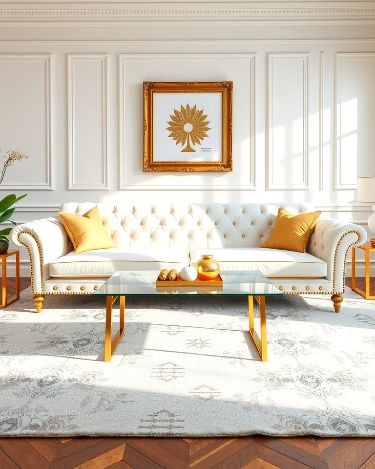 25 White and Gold Living Room Ideas for Elegance