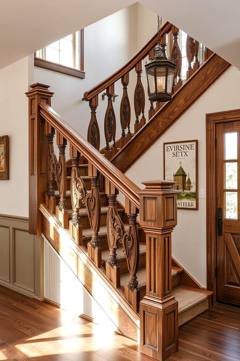 30 Rustic Farmhouse Stair Railing Ideas & Designs
