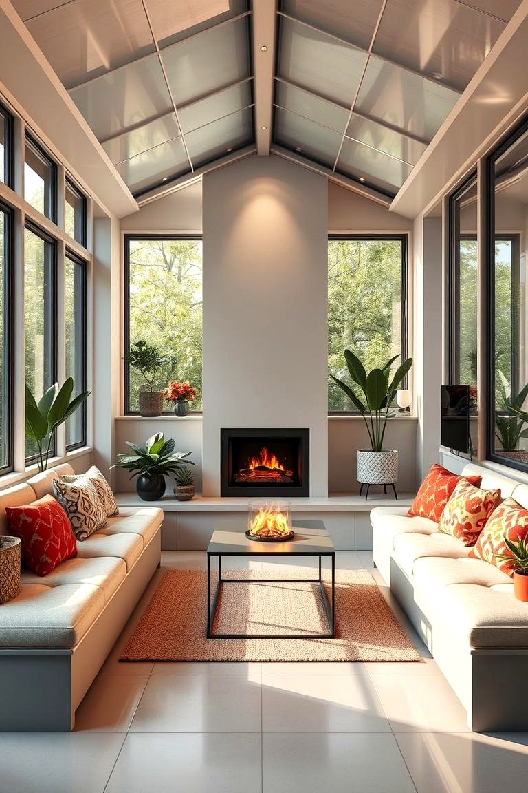 30 Sunroom With Fireplace Ideas for Year-Round Comfort