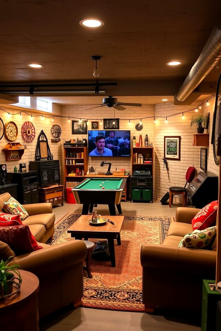 30 Fun Basement Game Room Ideas for Family Entertainment
