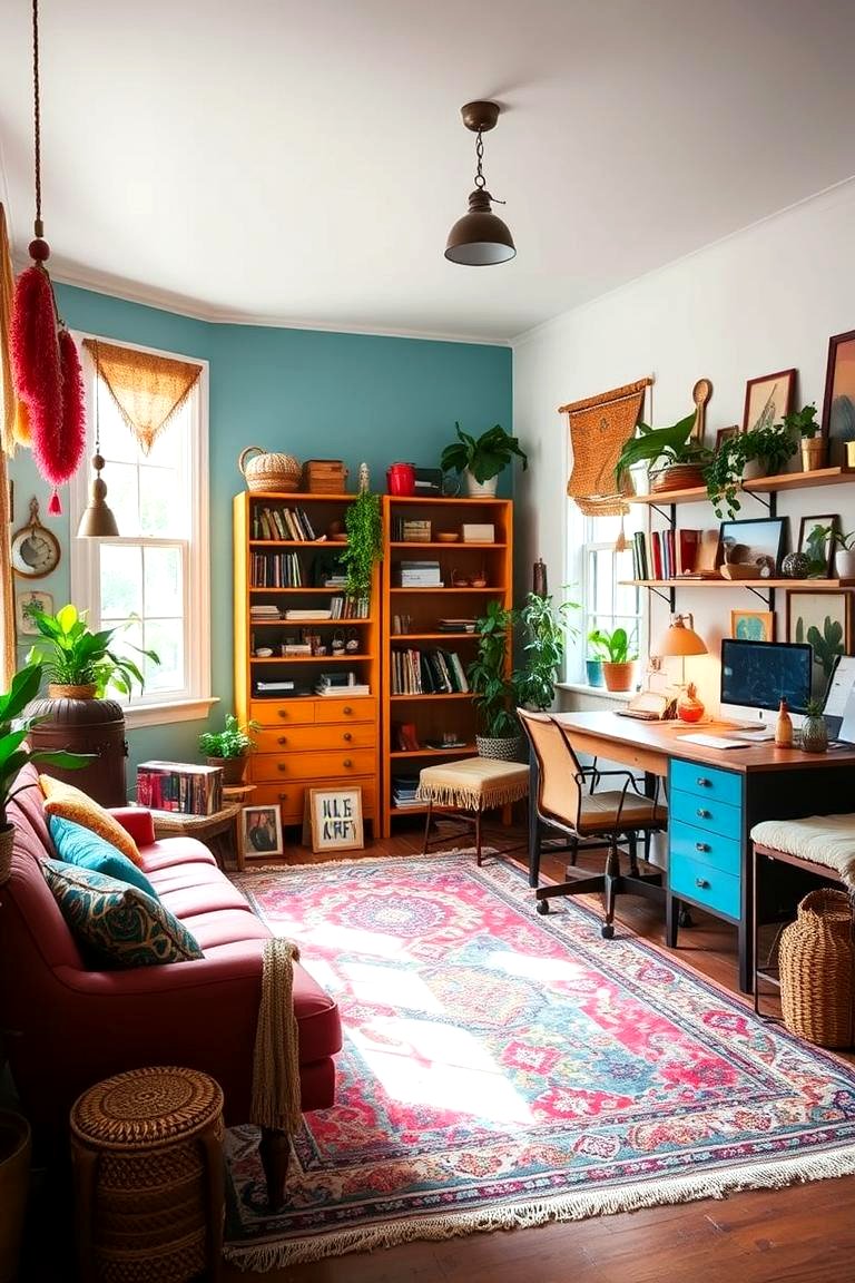 30 Bohemian Home Office Ideas for Eclectic Workspace Vibes