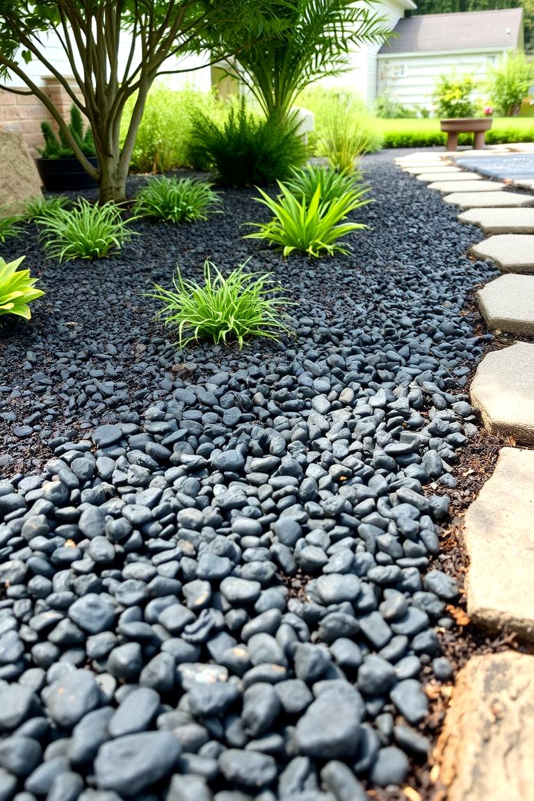 30 Natural Black River Rock Landscaping Ideas for Texture