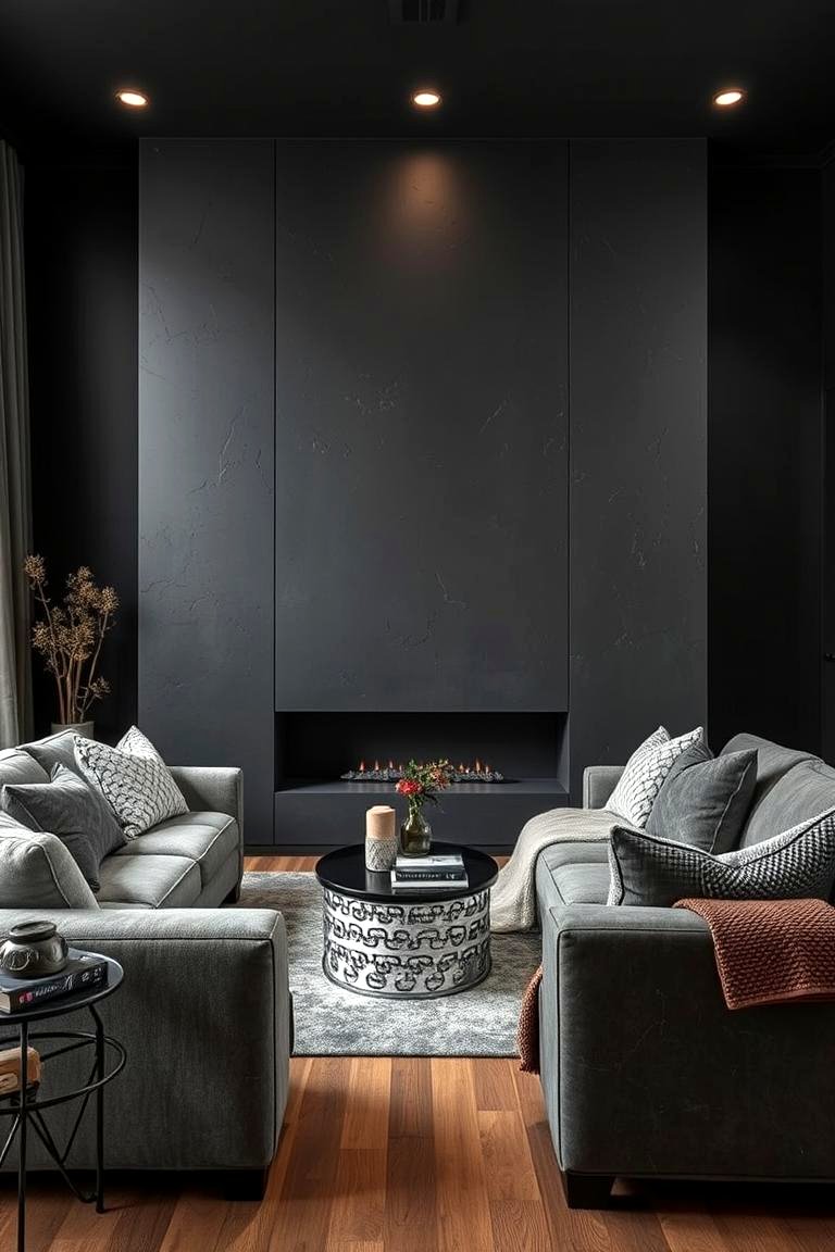 30 Striking Contrasting Living Rooms Featuring Dark Grey Walls