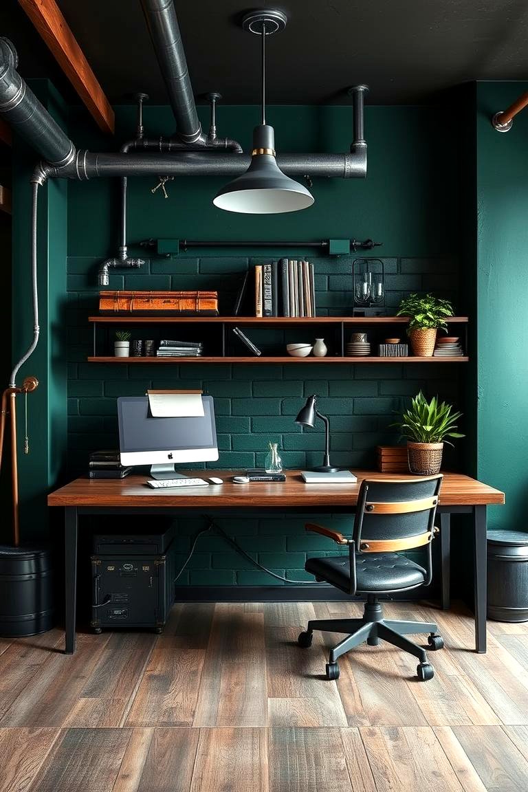 30 Rich Dark Green Home Office Designs for a Focused Workspace