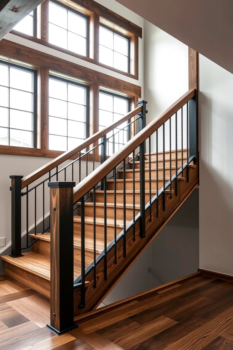 30 Rustic Farmhouse Stair Railing Ideas & Designs