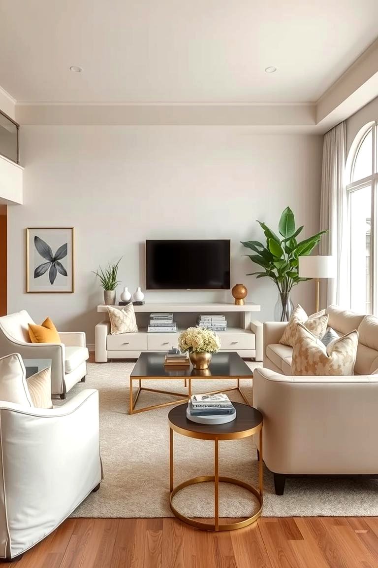 30 Elegant Cream & Gold Living Room Themes for Luxe Interiors