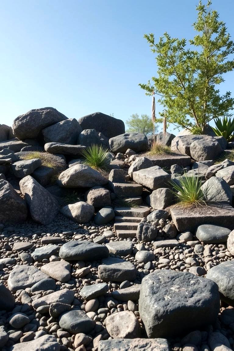 30 Natural Black River Rock Landscaping Ideas for Texture