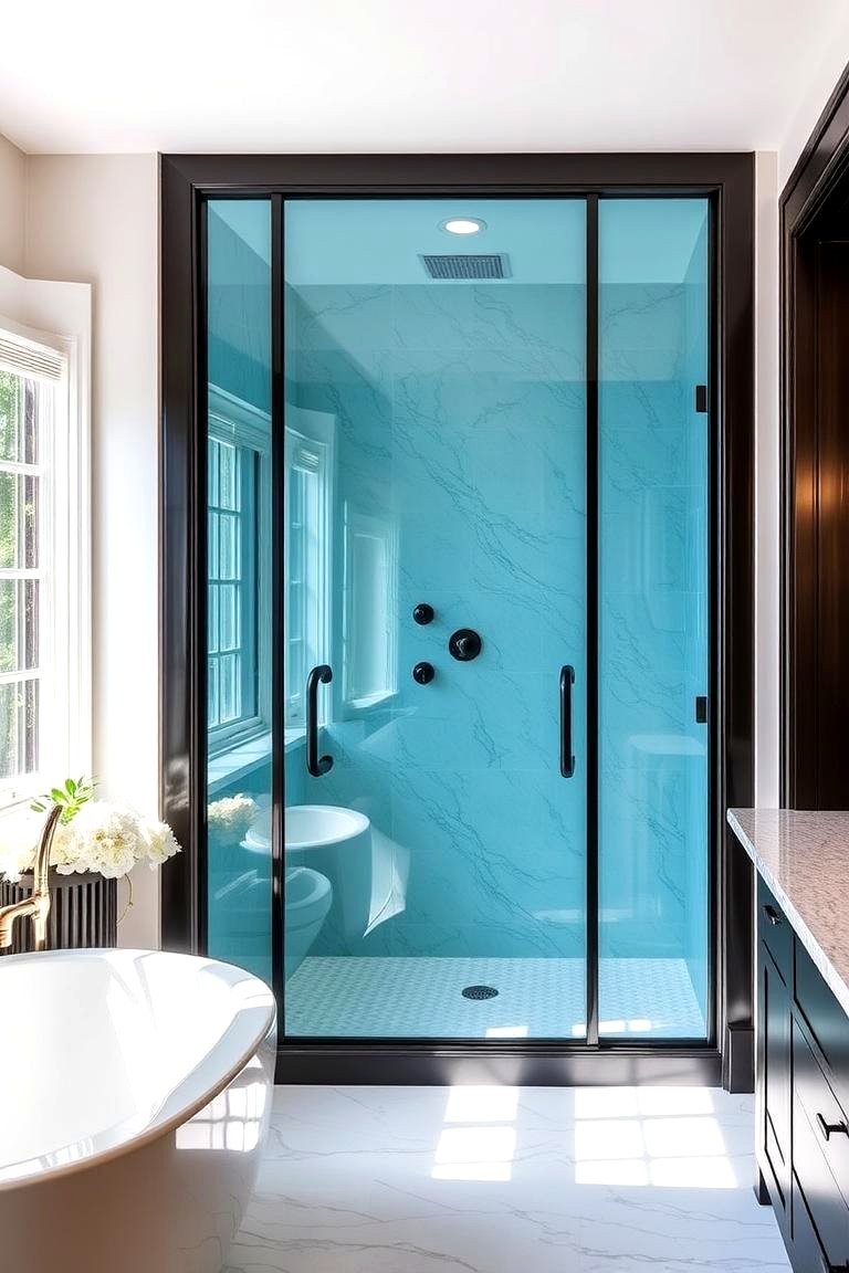 30 Striking Black and Blue Bathroom Ideas for Dramatic Flair