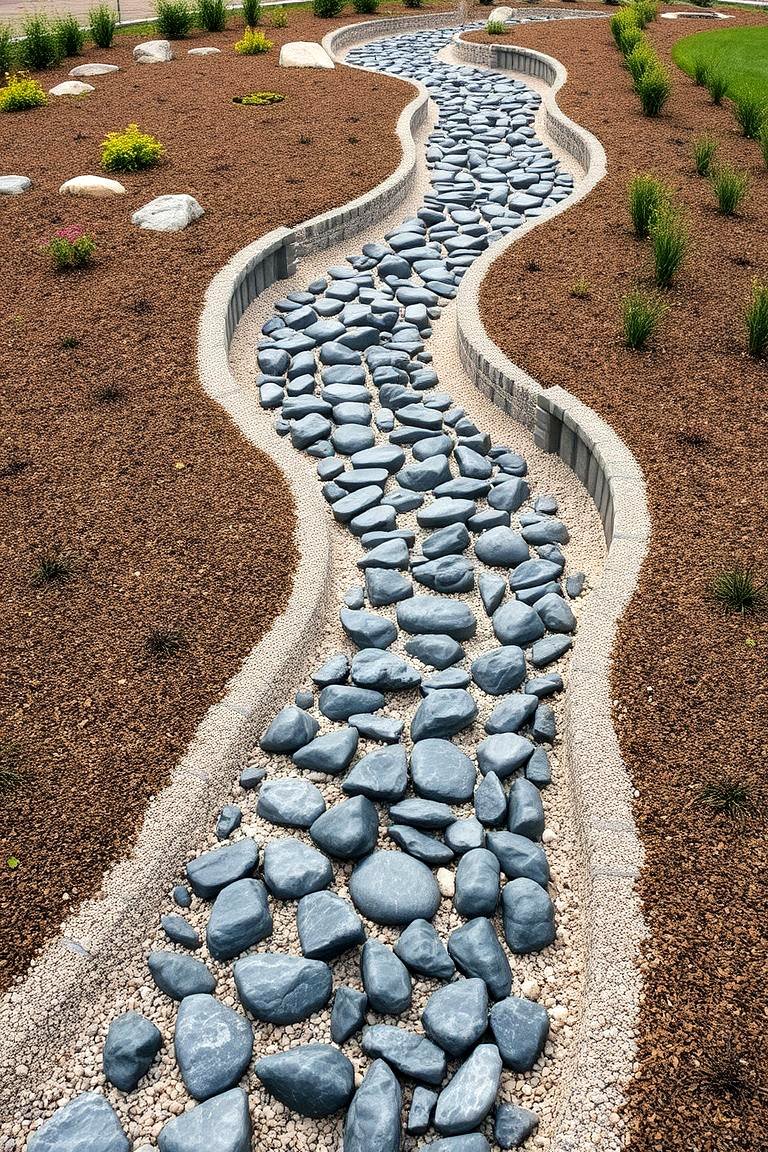 30 Natural Black River Rock Landscaping Ideas for Texture