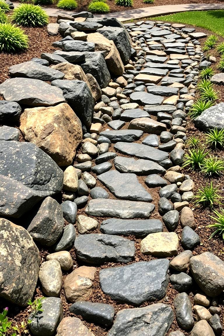 30 Natural Black River Rock Landscaping Ideas for Texture