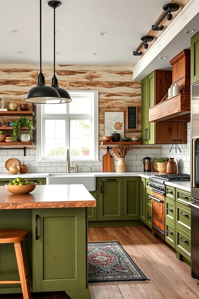 30 Olive Green Kitchen Designs for a Warm Cooking Space